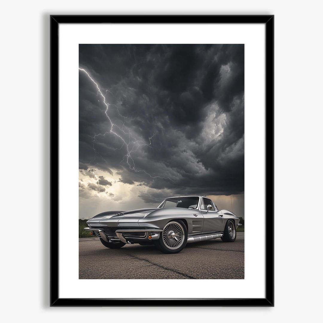 Silver Corvette Stingray Digital Download Print, 1963 Split Window ...