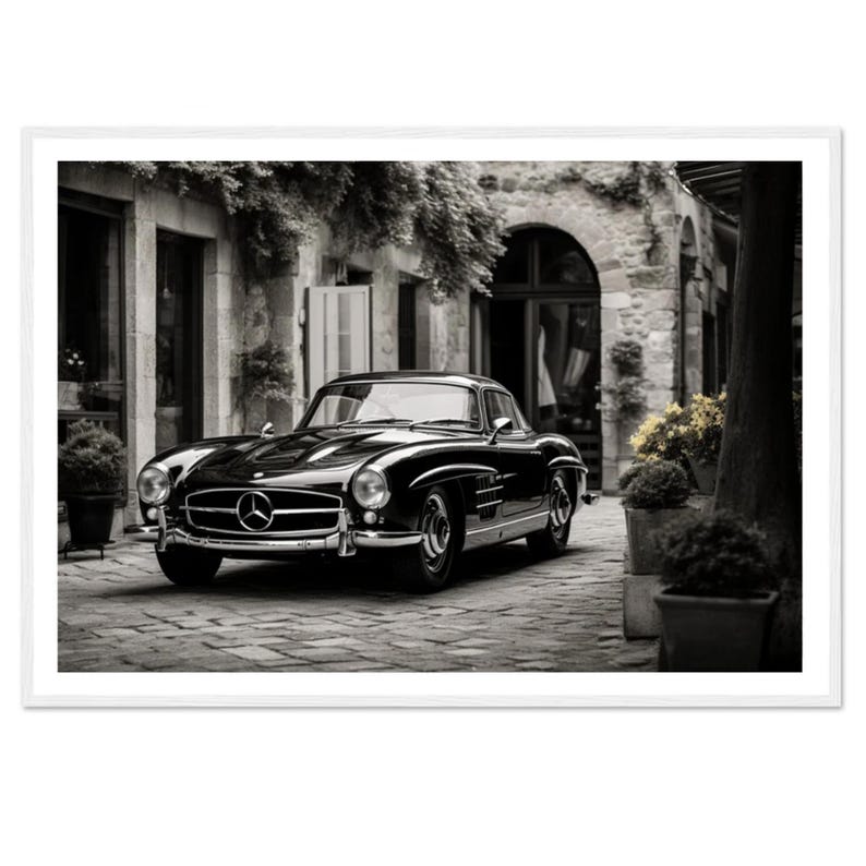 Mercedes 300SL Digital Poster Classic Car Art Vintage Auto Print Retro ...