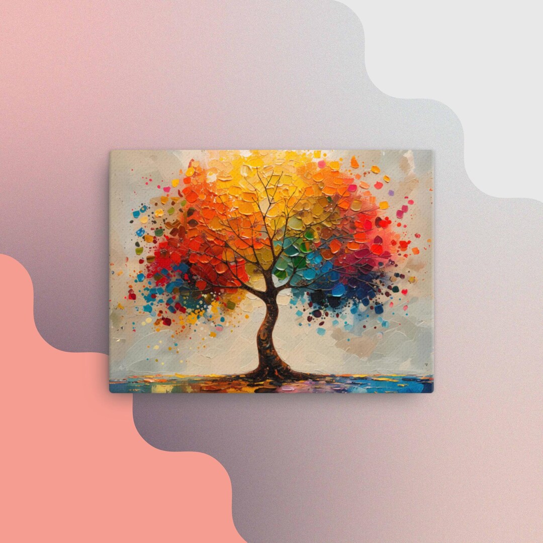 Canvas Tree Colorful Ai Art Colorful Tree Canvas Wall Art Colorful ...