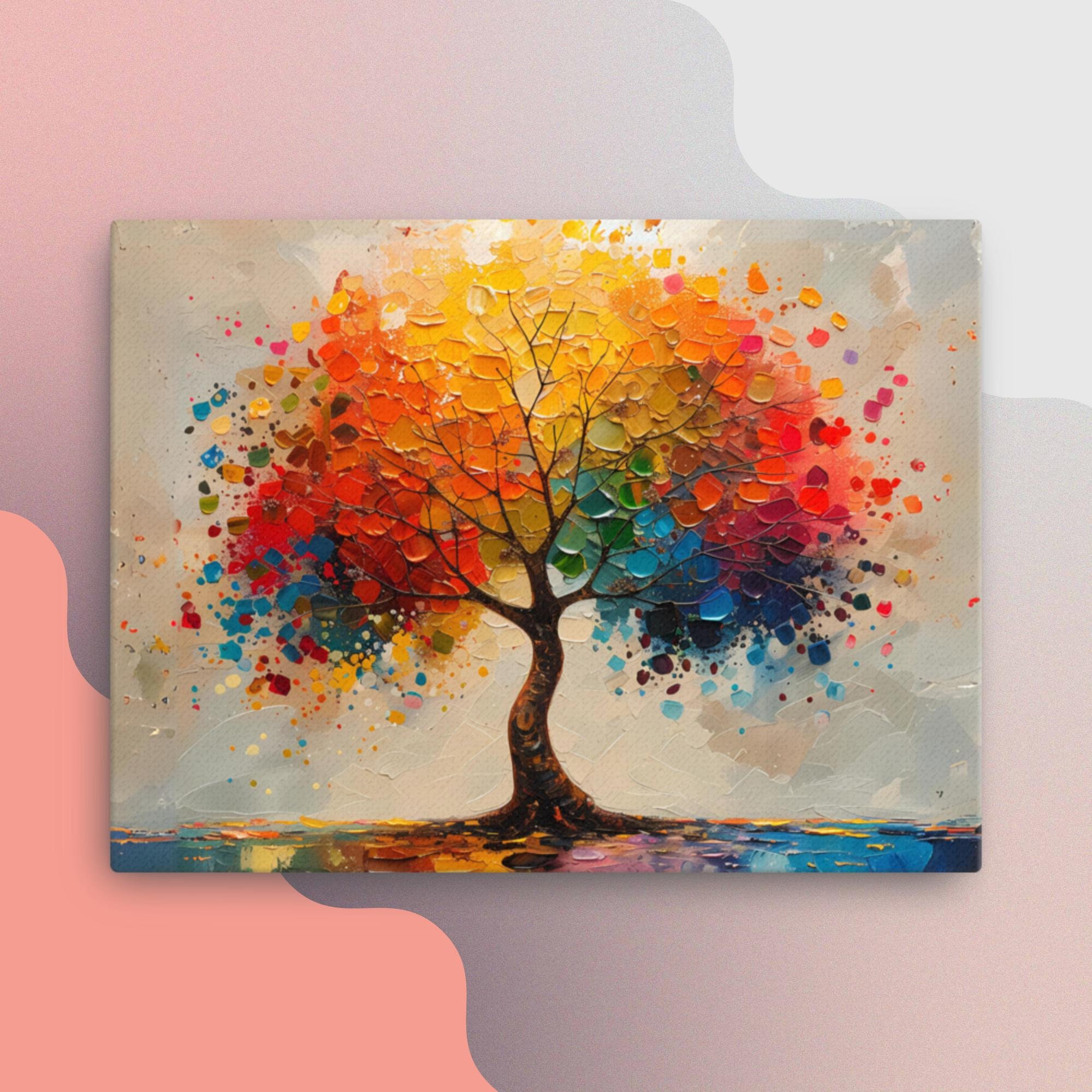 Canvas Tree Colorful Ai Art Colorful Tree Canvas Wall Art Colorful ...