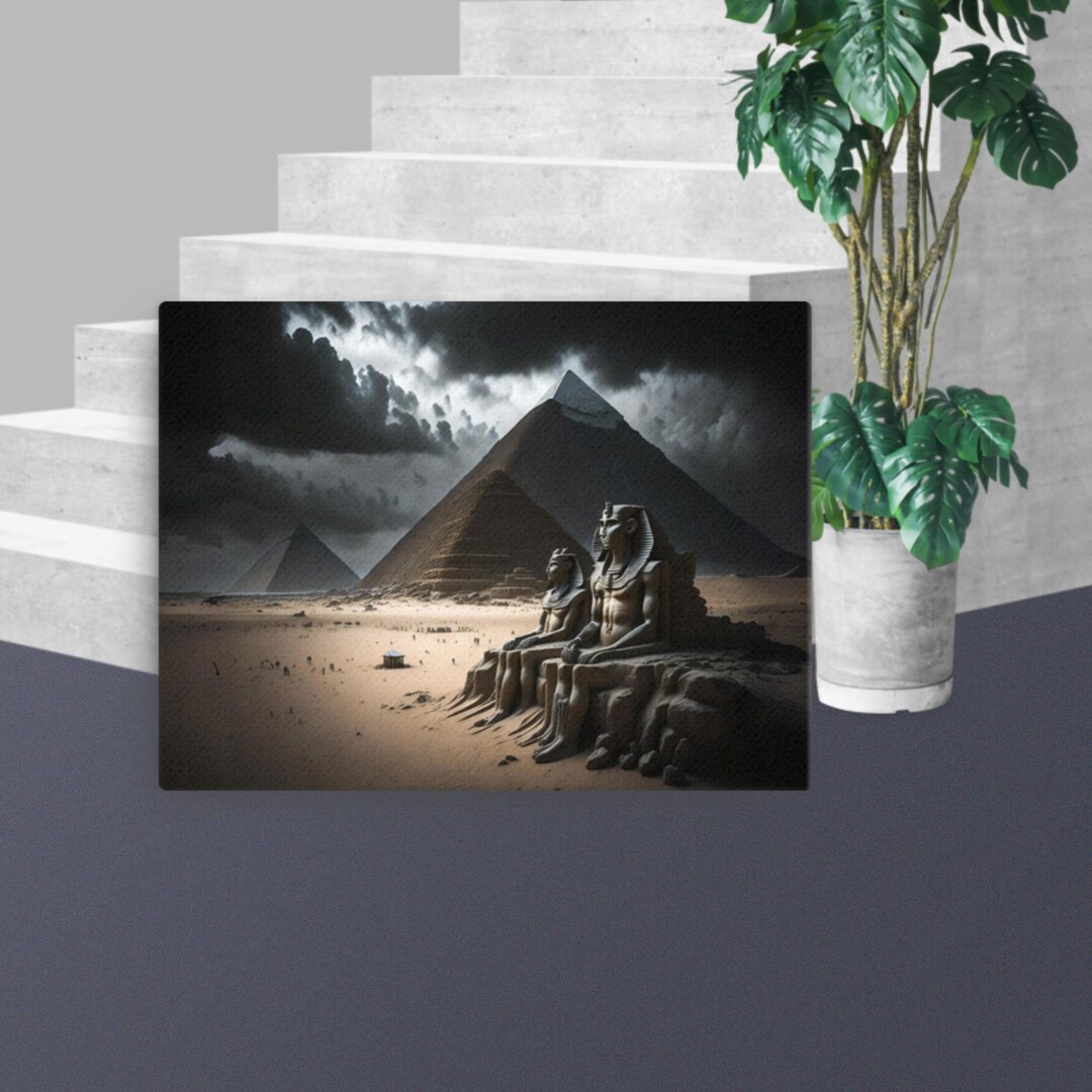 Canvas Egypt Pyramids Giza Pharaoh Cheops Statues Poison Artwork ...