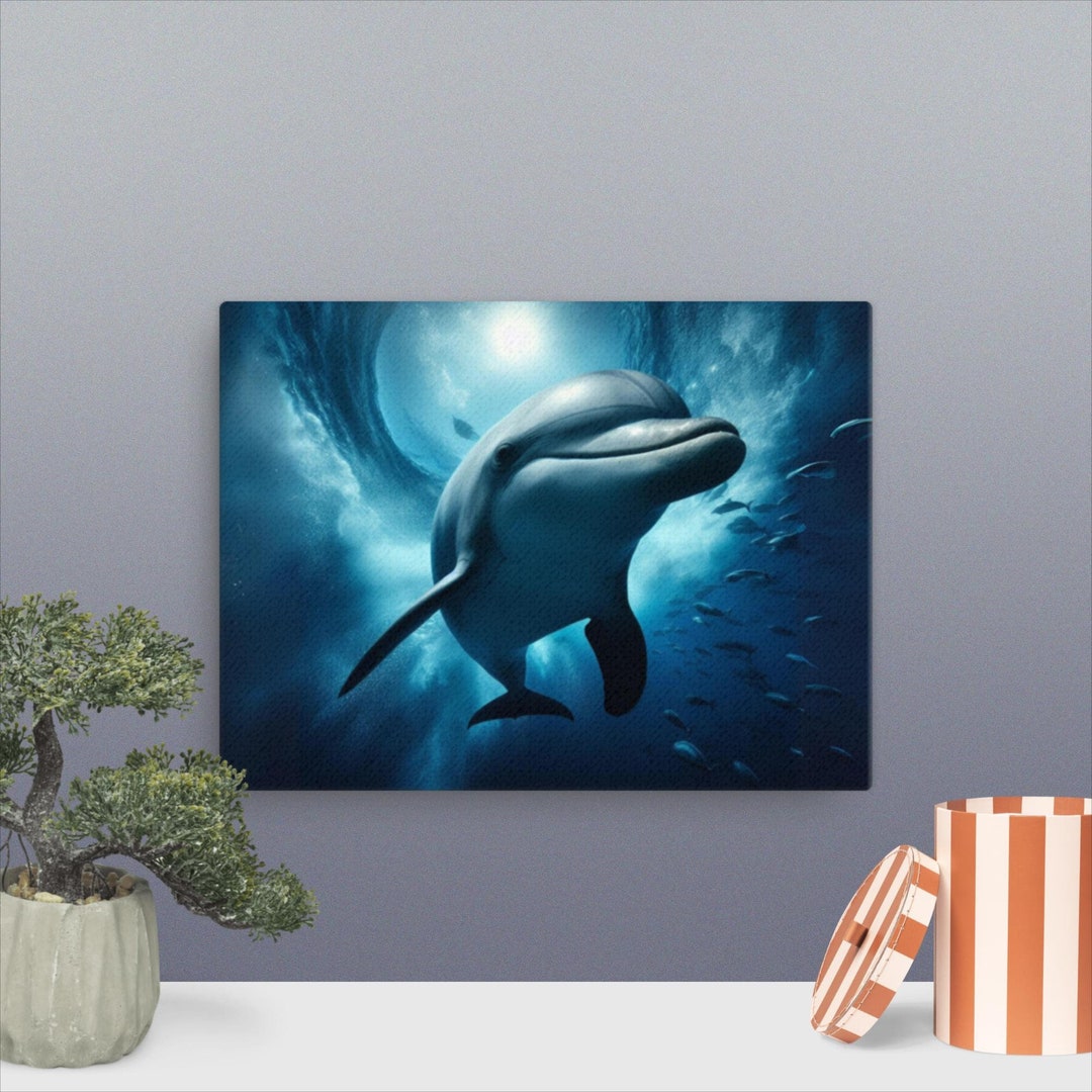 Dolphin Canvas Art Vivid Underwater Scene Wall Decor Perfect for Kids ...