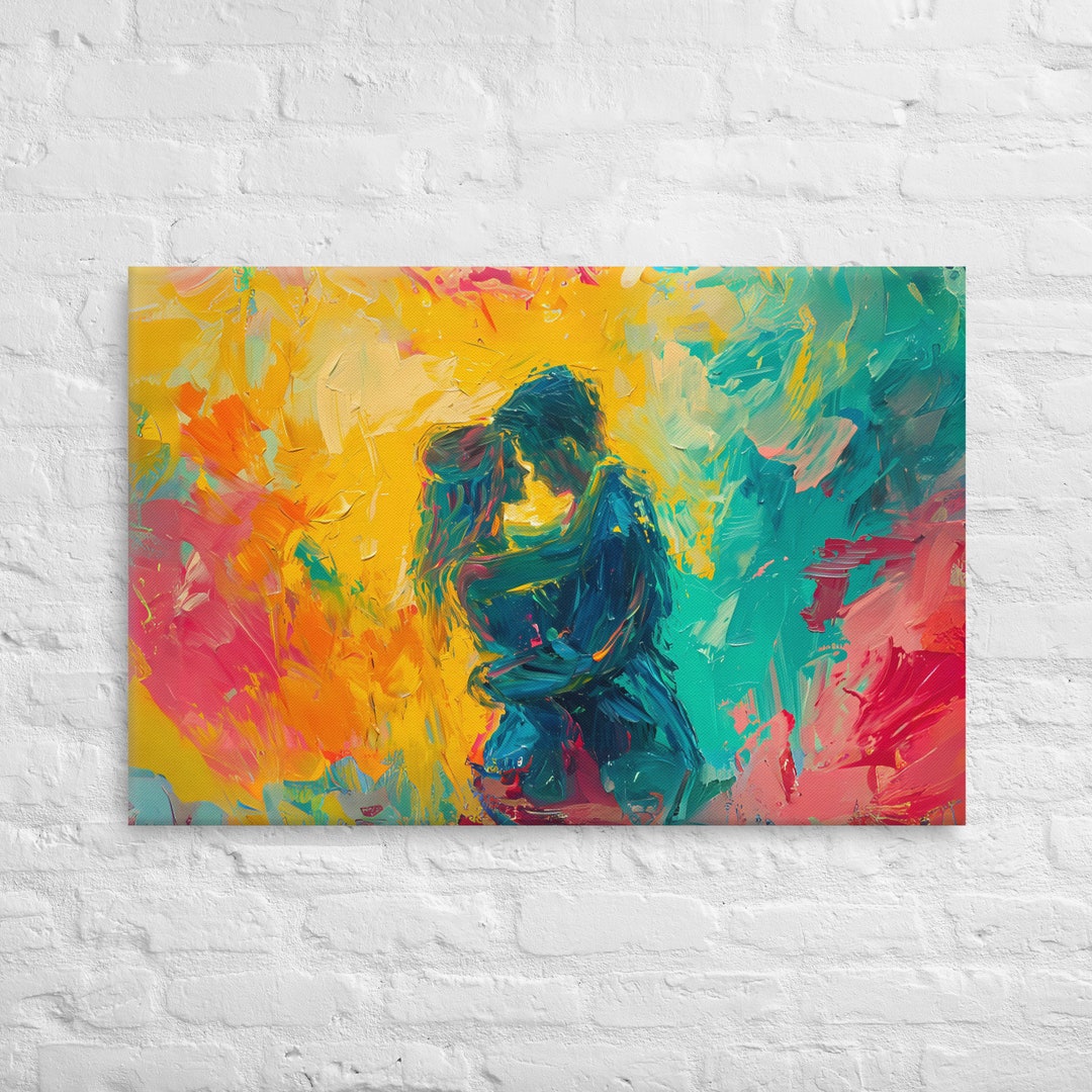 Canvas Abstract Love Couple Love Colorful Artwork Fantasy Gift Ai Art ...
