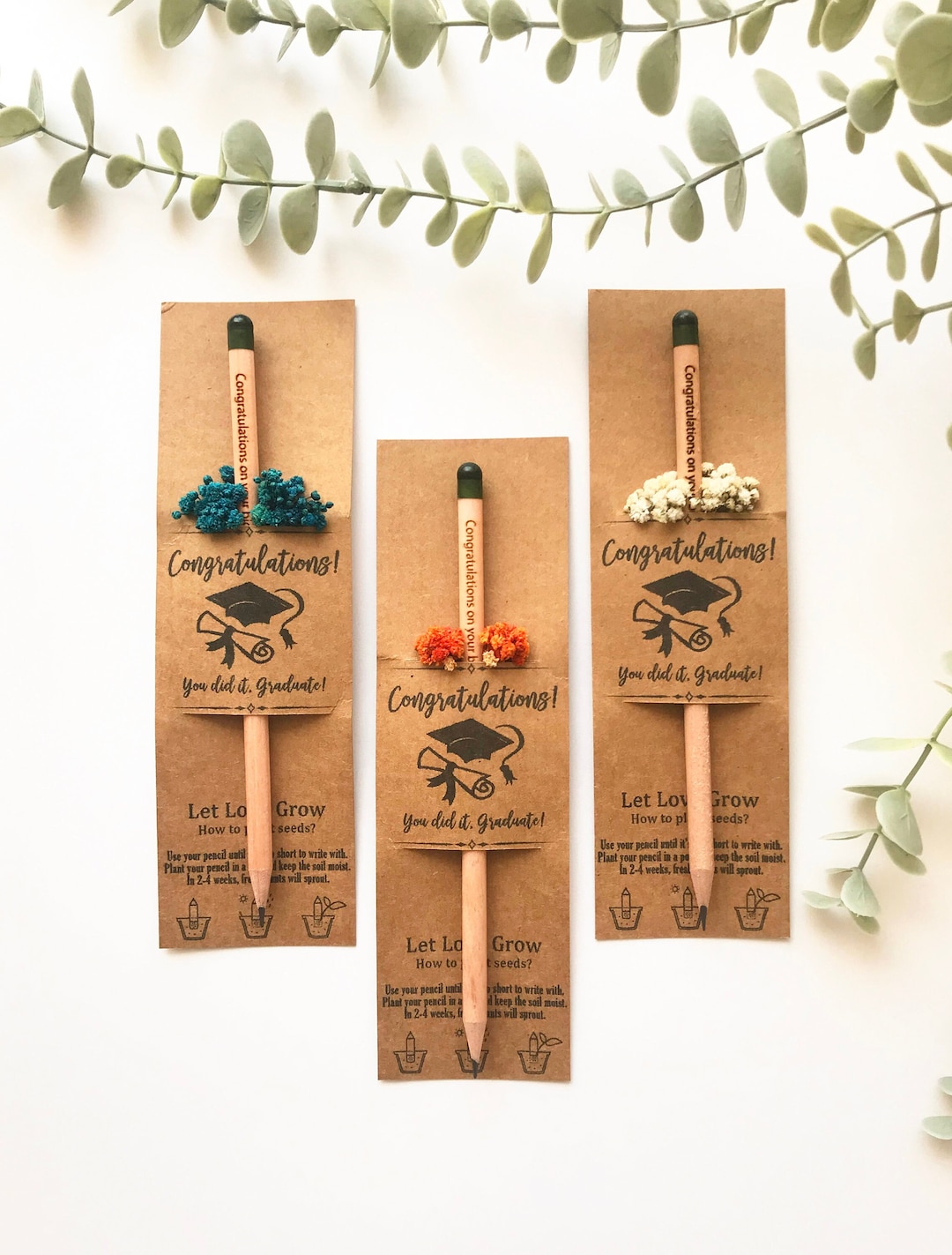 Personalized College Graduation Pencil Gifts, Flower Seed Pencil Favors ...