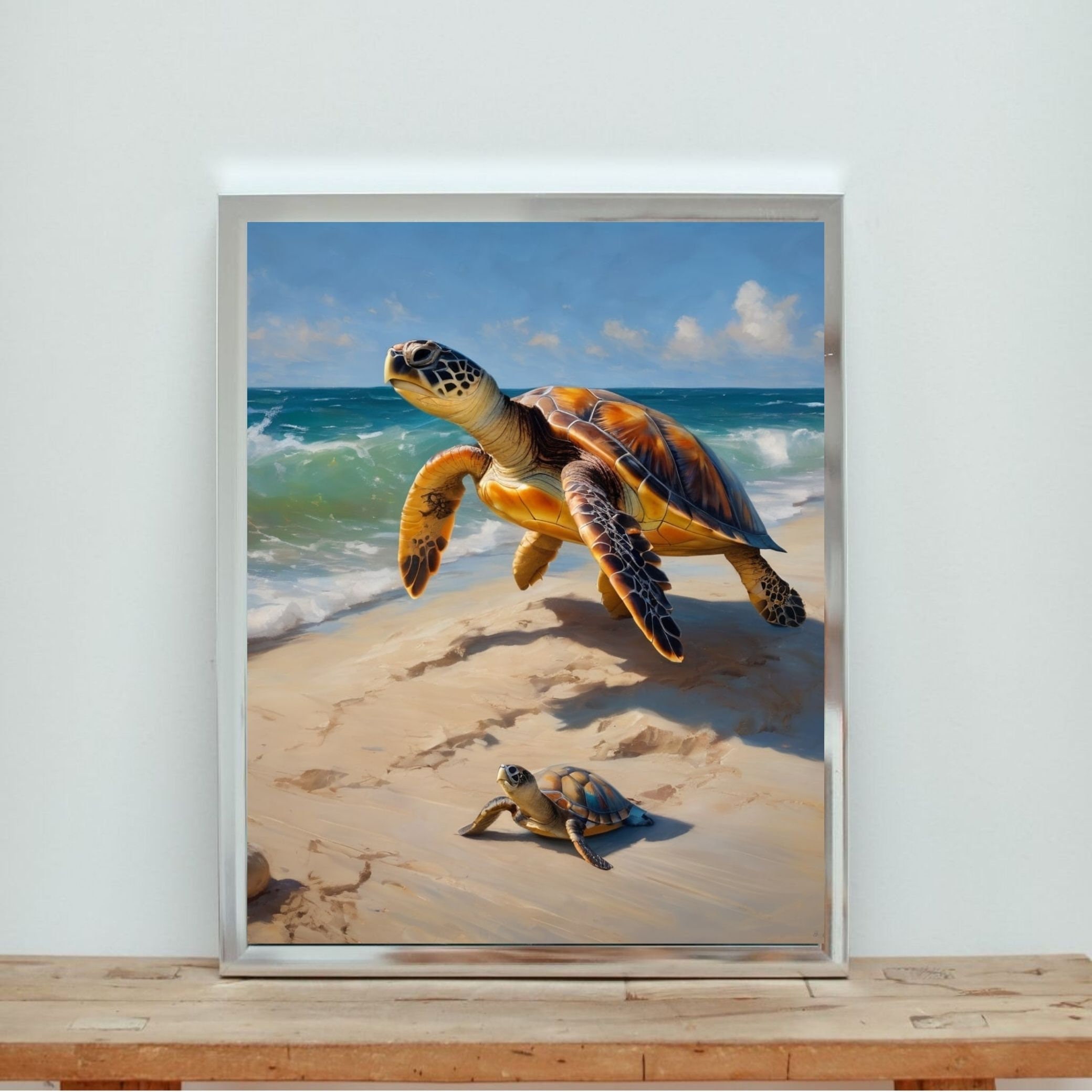 Sea Turtle Print, Modern Minimalist, Nautical Home Decor, Printable ...