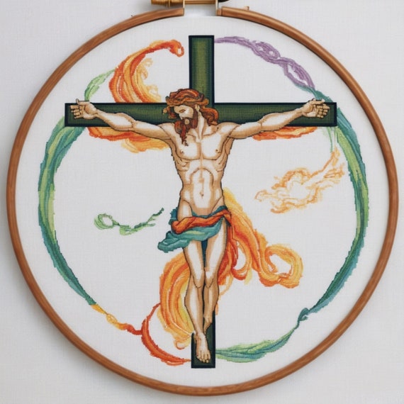 Jesus Crucified Cross Stitch Crucifixion Craft: Cross Stitch And