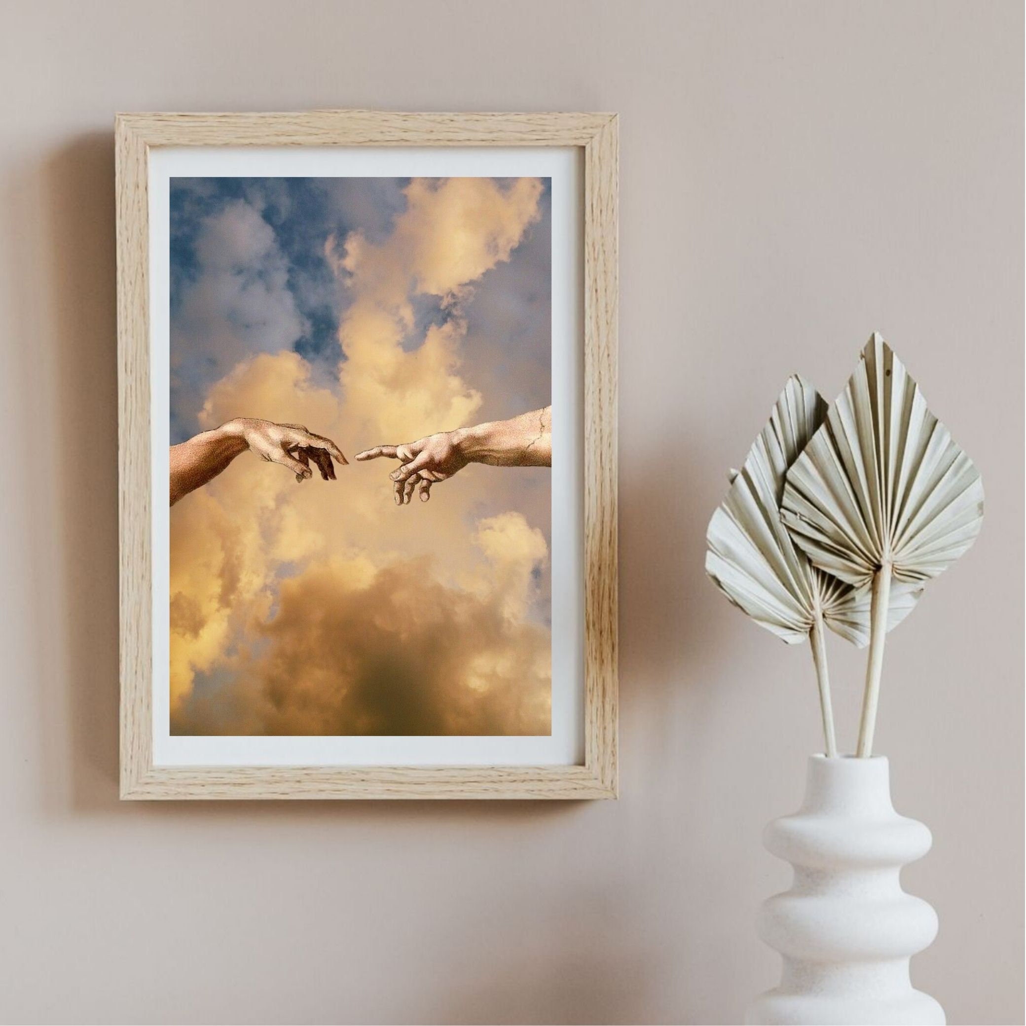 Michelangelo Creation Art Print, Hands of God and Adam Wall Art ...