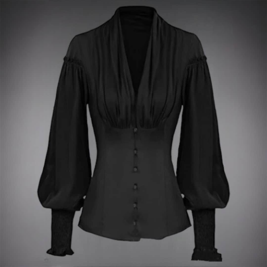Women's Gothic Victorian Blouse, Long Sleeve Victorian Top, Victorian ...
