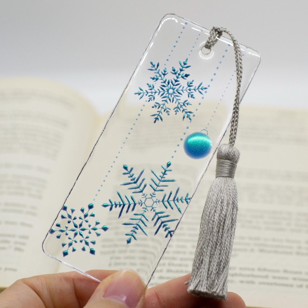 Snowflake Bookmark – Hand-painted Resin Winter Design, Frosty Blue ...