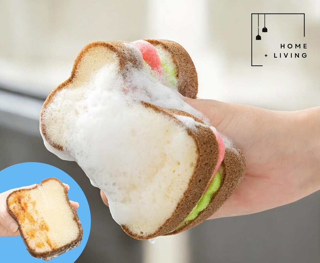 Creative Toast Bread Dishwashing Sponges Sandwich Washing Sponge Bread ...