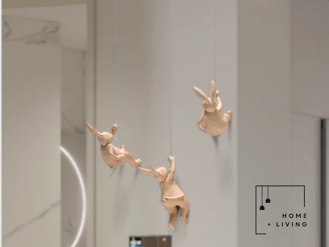 Nordic Rabbit Climbing Figurine Wall Hanging Art Sculpture Creative ...