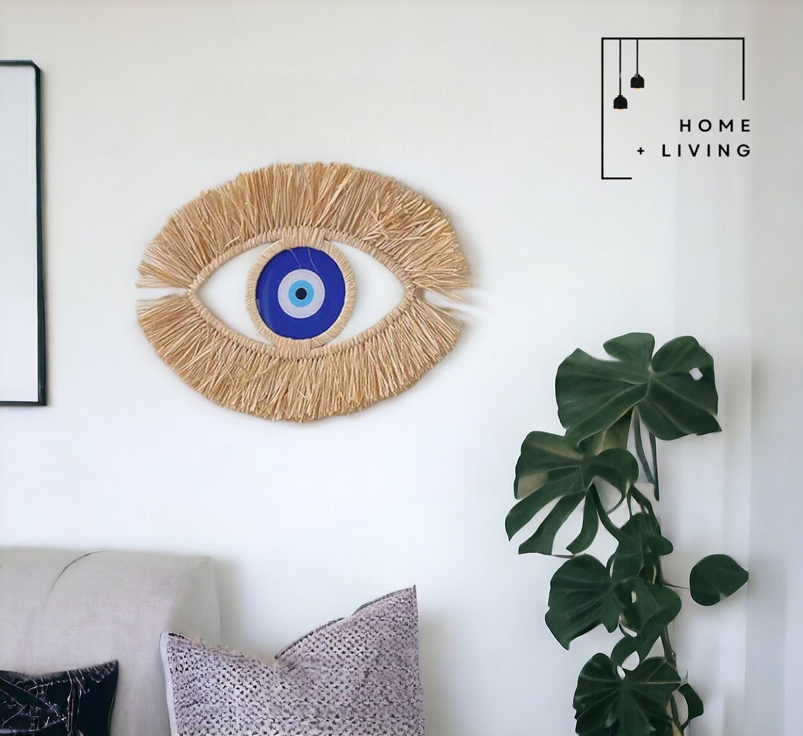 Evil Eye Wall Decor Handwoven Devil's Eye Hanging Straw Decoration ...