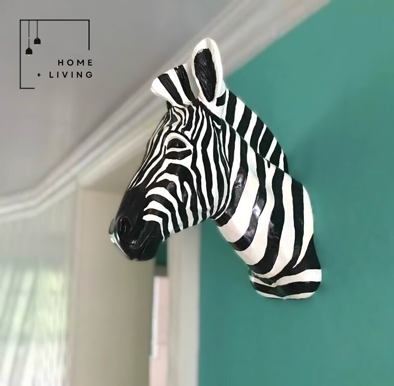 3D Zebra Head Wall Mounted Jungle Animal Head Modern Decor Home Decor ...