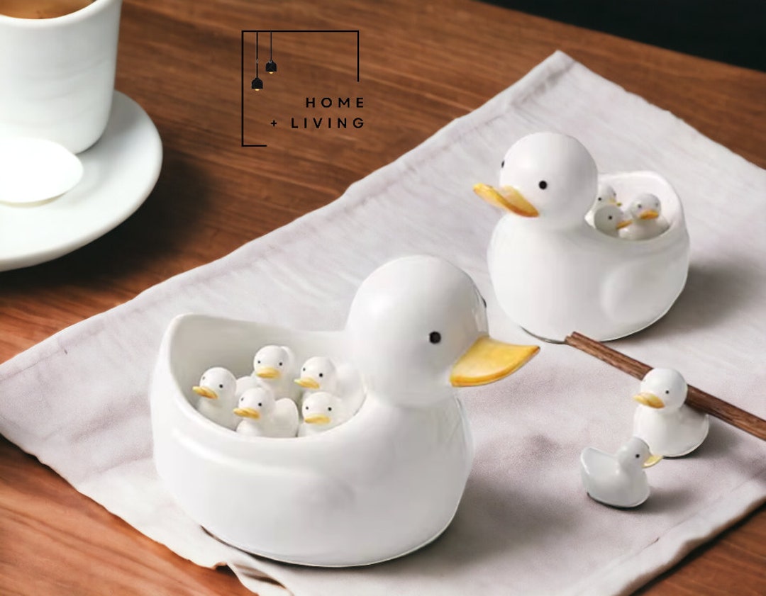 Duck Chopstick Holder Set Cute Ducklings Bowl and Chopstick Holders ...