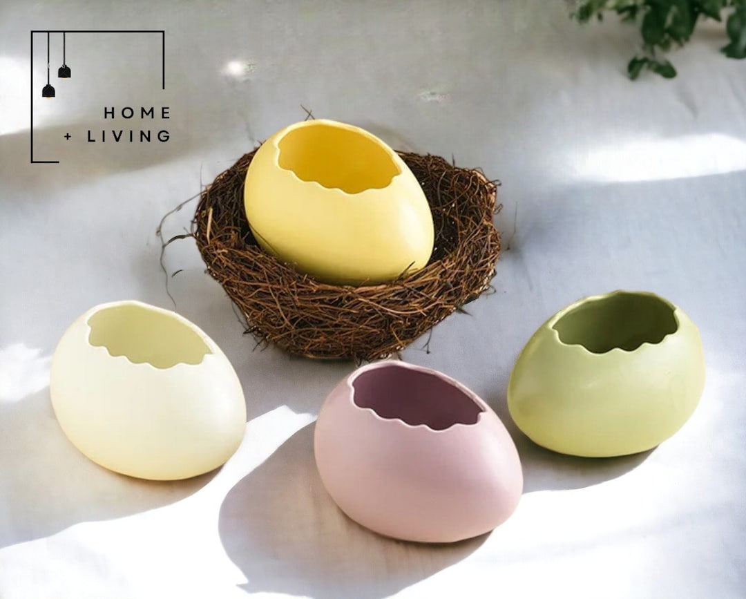 Eggshell Ceramic Bowls Creative Bird's Nest Bowl Dessert Tableware Modern Ceramic Planter Round ...