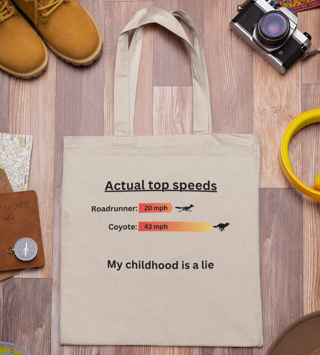 Funny Tote Bag, Roadrunner & Coyote, Cartoon Lover, Humorous Bag, Gift ...