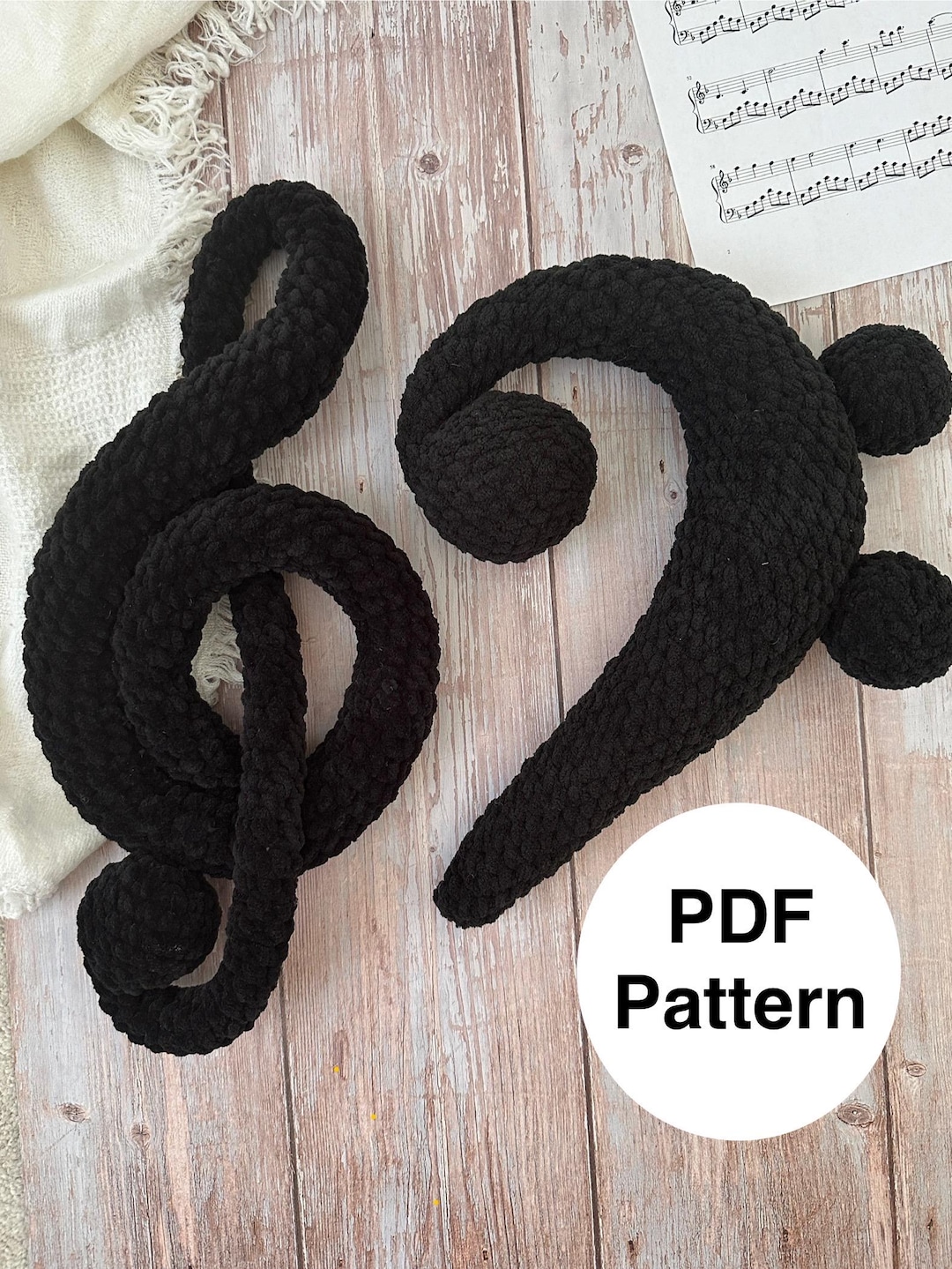 Crochet Treble Clef Bass Clef Pillow Bundle | PDF Pattern | Crochet ...