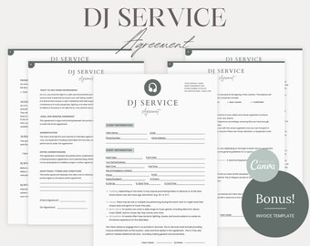 DJ Service Contract Editable DJ Agreement, Wedding Dj Contract, Disc Jockey Event Service ...