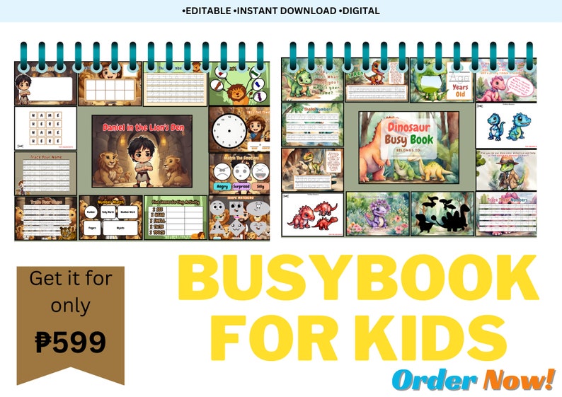 Busy Book Bundle for Kids, Digital Busy Book Template, Dinosaur Busy ...
