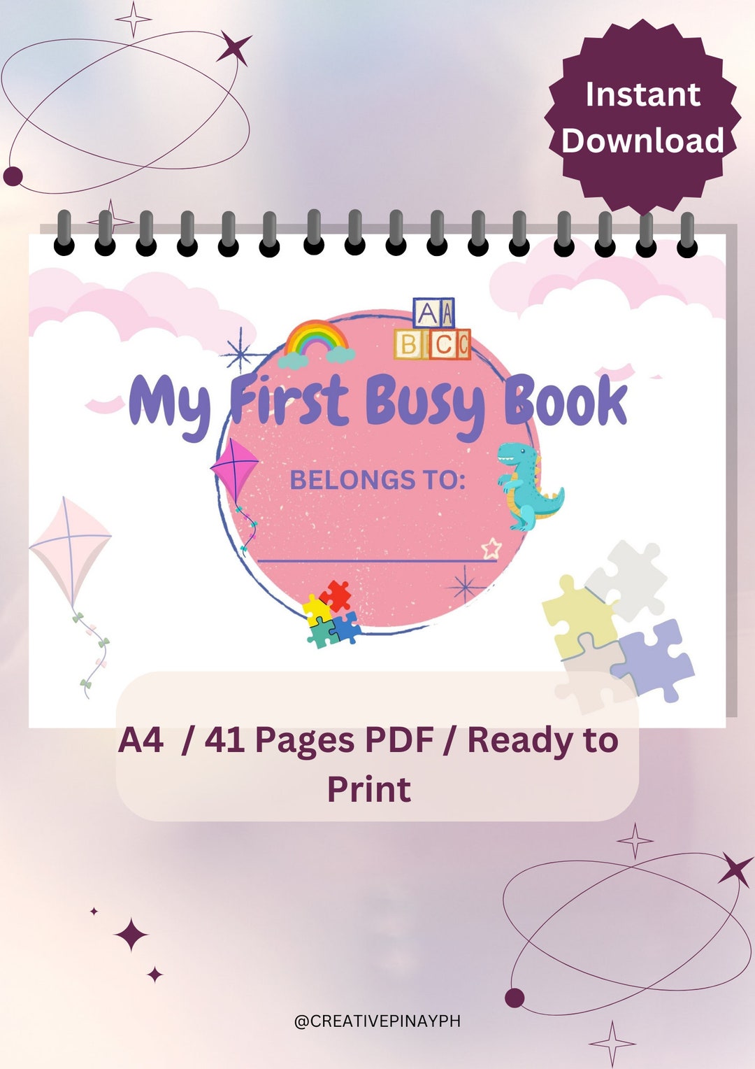 My First Busy Book, Printable Busy Book for Toddlers Template, Digital ...