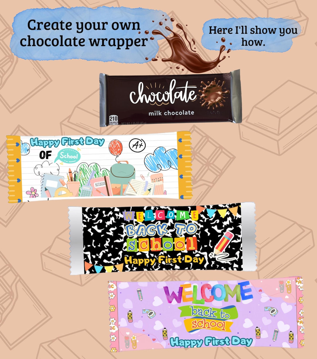 First Day of School Chocolate Wrapper,printable Candy Bar Label for ...