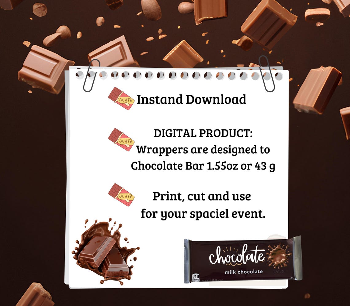 Whimsical Chocolate Wrapper ,wrapper DIY, Candy Bar Wrapper , Galentine ...