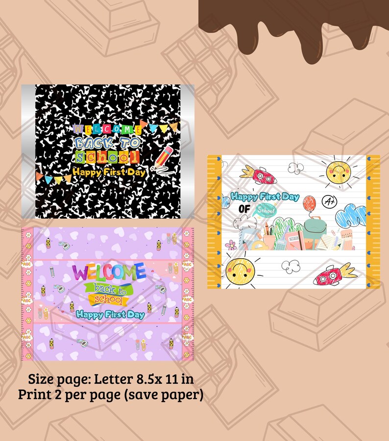 First Day of School Chocolate Wrapper,printable Candy Bar Label for ...