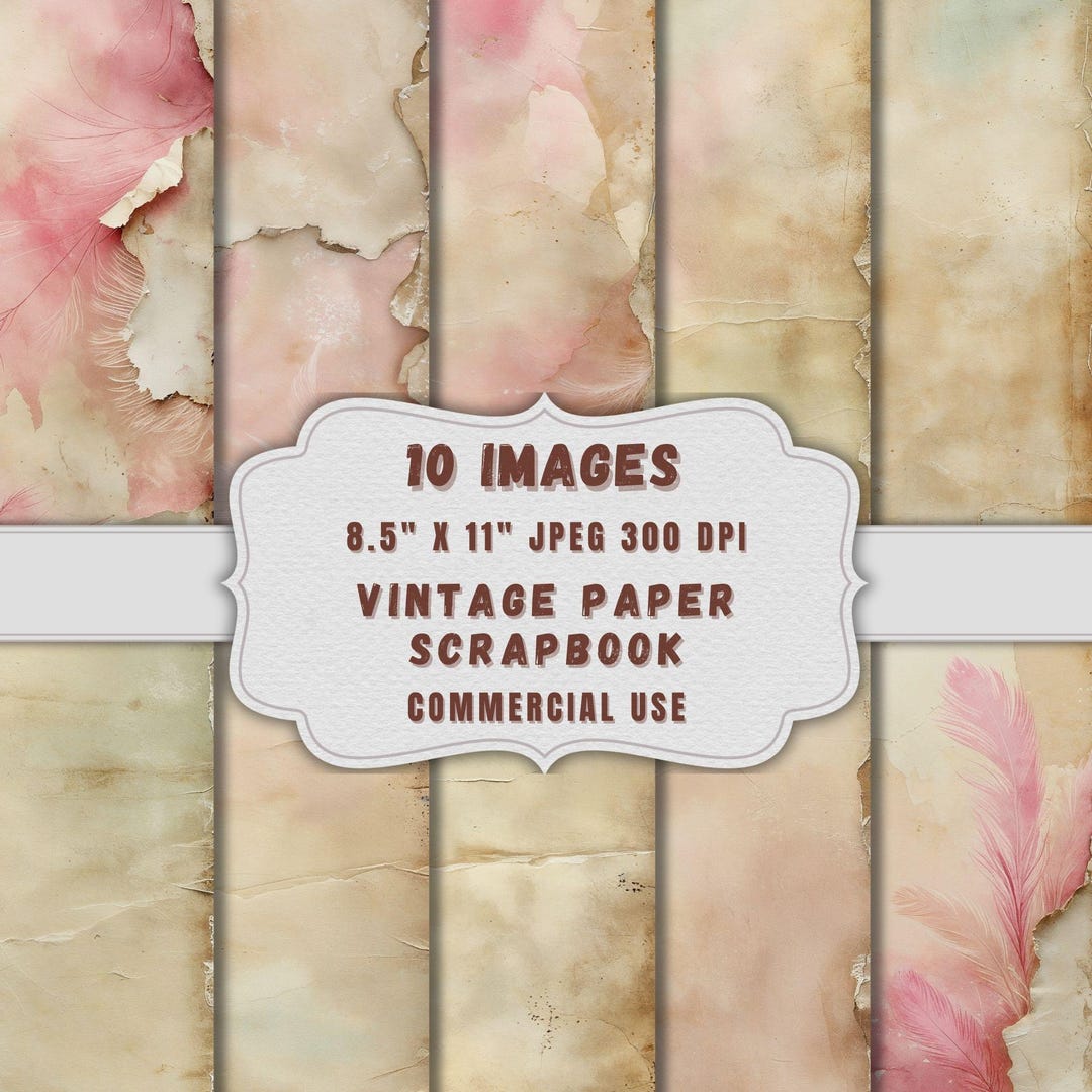 Vintage Pink Digital Paper Set | Shabby Chic Junk Journal Pages | Old ...