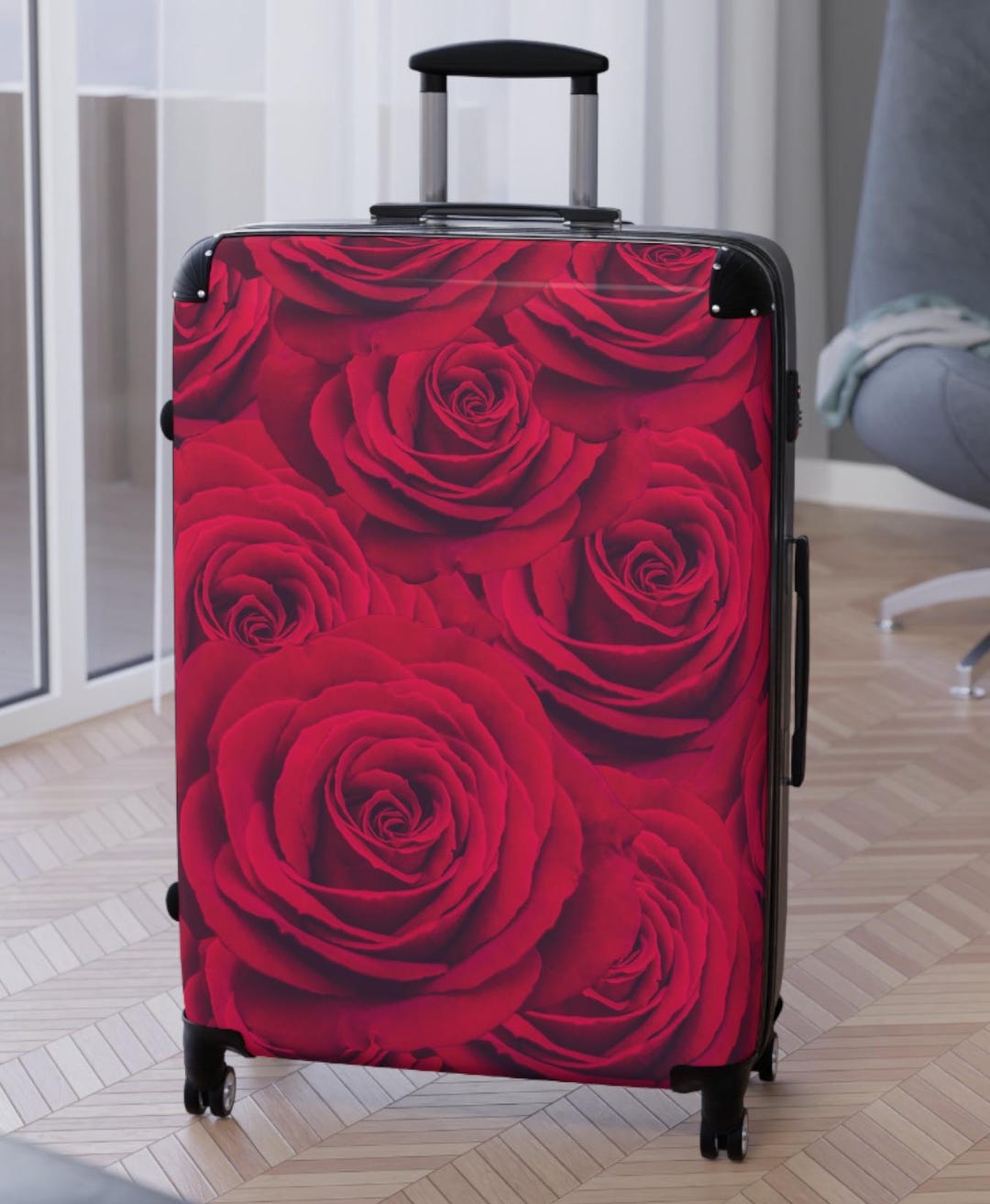 Elegant Floral Travel Suitcase Classy Stylish Baggage Carry-on Catchy ...