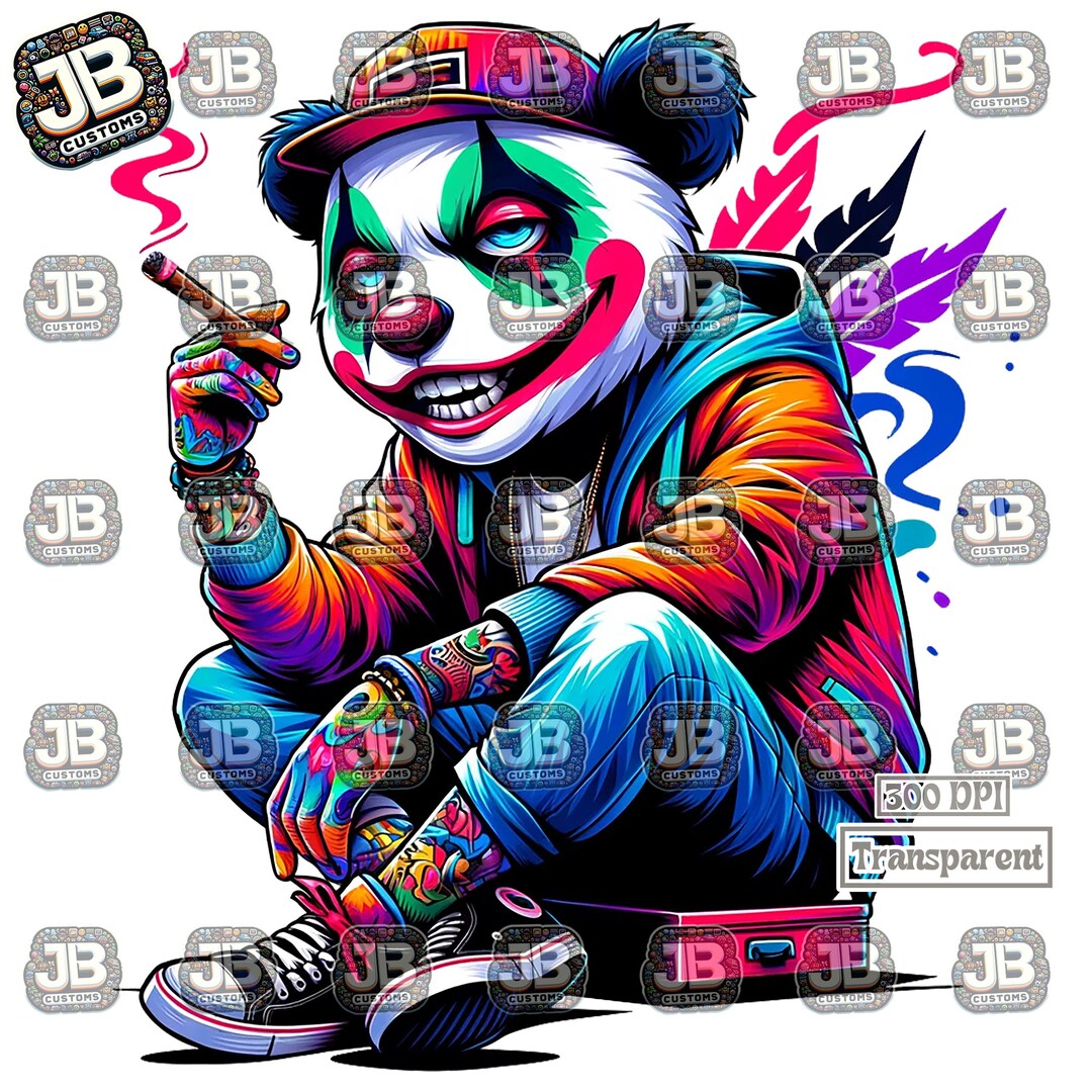 Cool Clown Panda DTF | Streetwear Design Perfect for T- Shirt ...
