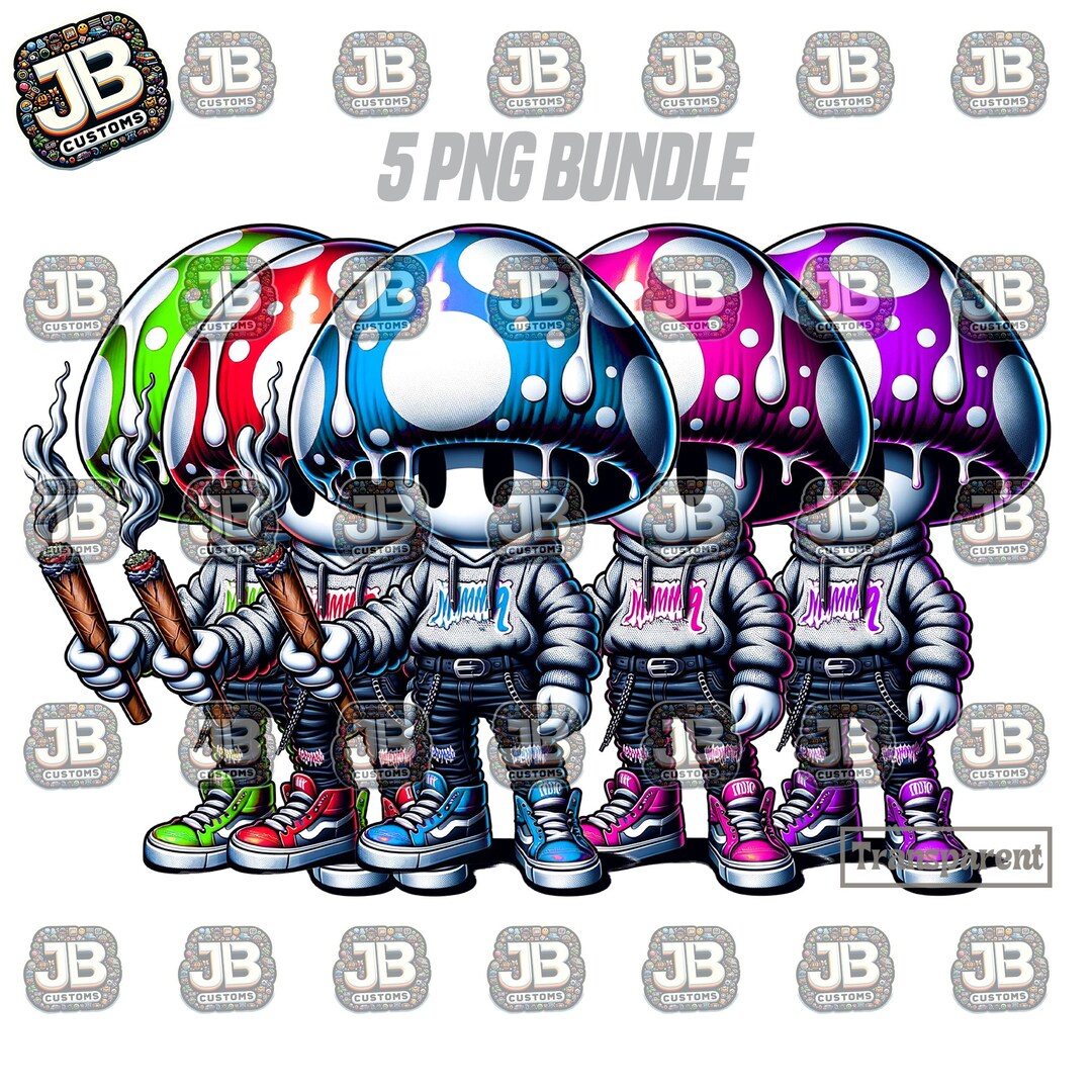 Trippy Mushroom Color Bundle | 420 Weed T Shirt Digital Design for ...