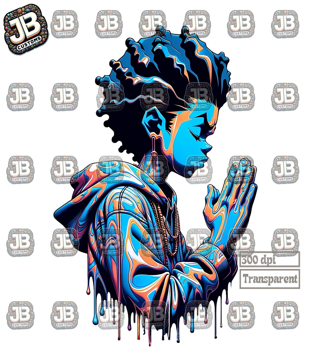 Abstract Young Man Praying DTF | Black History Month Design DTF Design ...