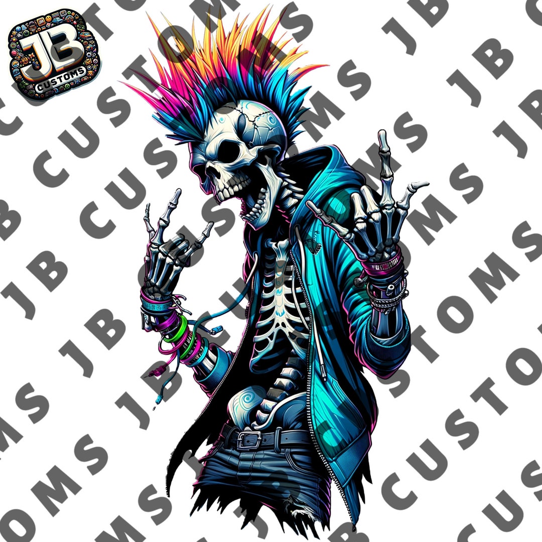 Rocking Skeleton PNG | DTF Design Perfect for T - Shirt, Sublimation ...