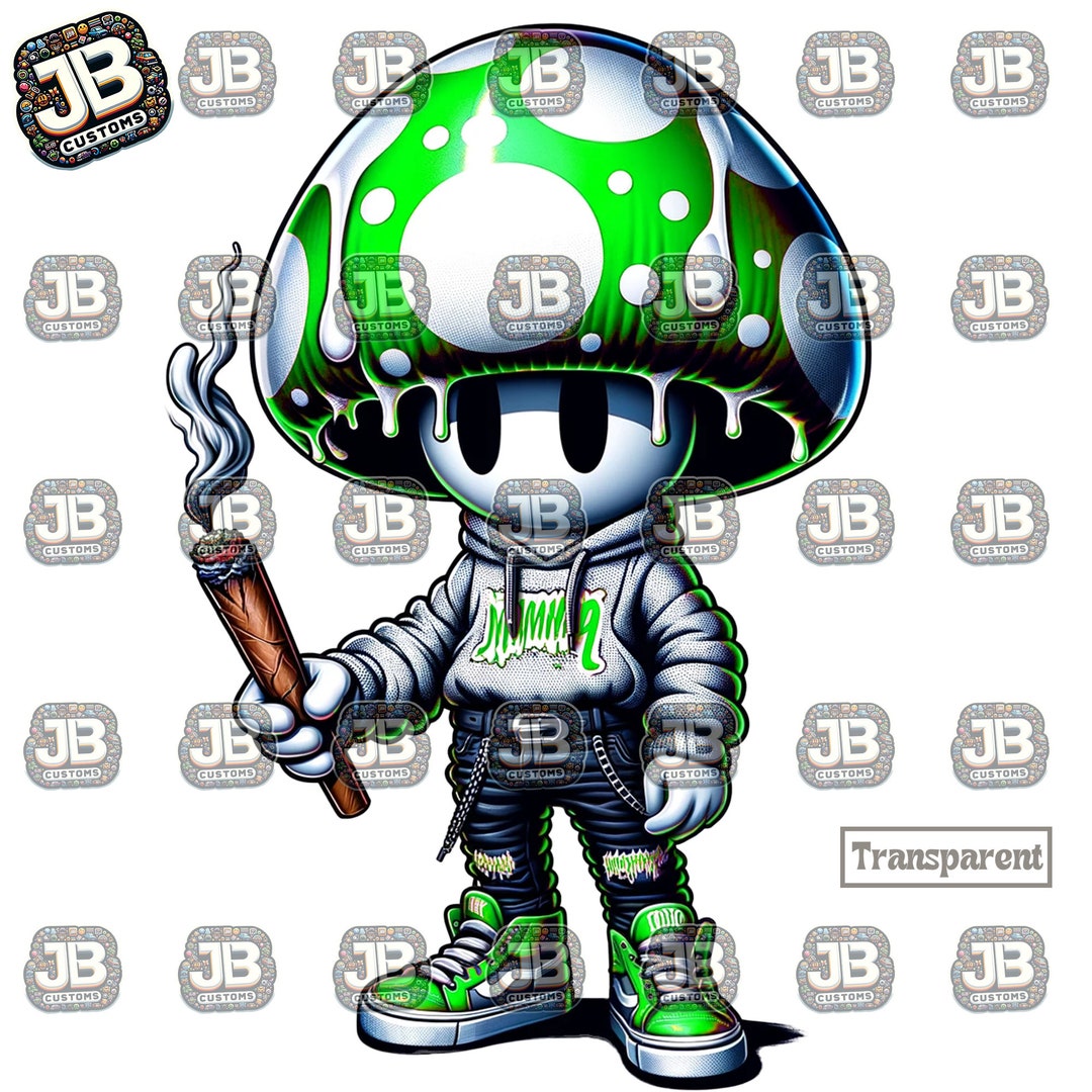 Green Trippy Mushroom | 420 Weed T Shirt Digital Design for Sublimation ...