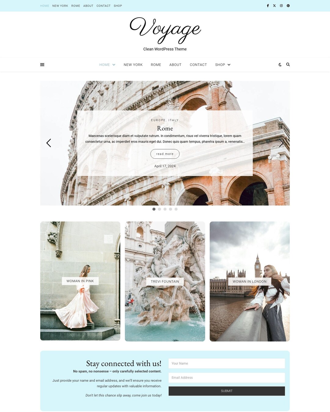 Voyage Personal and Multi-author Wordpress Blog Theme Minimal, Elegant ...