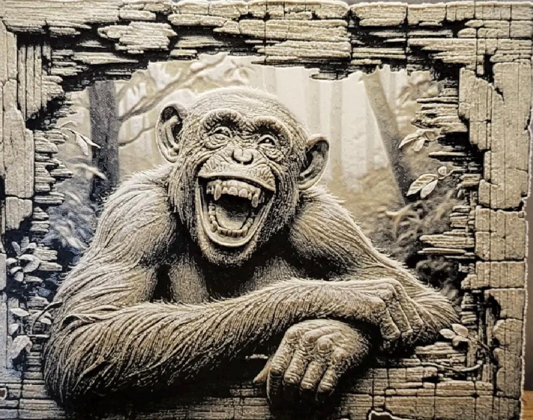 3D Printed Monkey Business Art Print & Stand - Etsy
