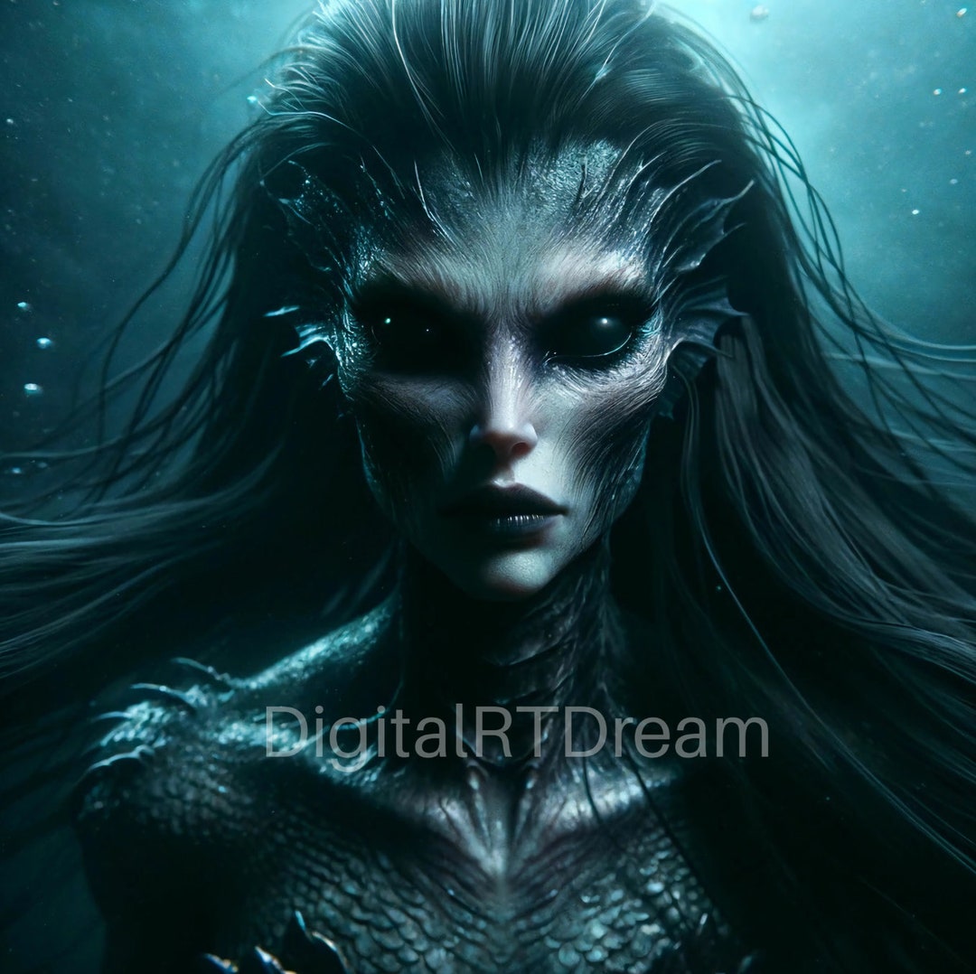 Creepy Dark Mermaid Mysterious Art High Resolution JPG Digital Download ...