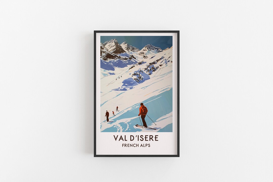 Val D'isère Poster French Alps Ski Wall Art Minimal Vintage Travel ...
