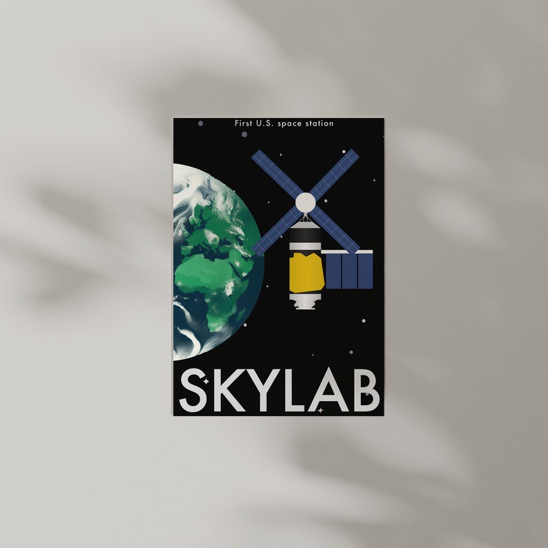 Skylab Poster-first US Space Station Digital Wall Art, Art Prints, Home Wall Decor, Modern Print ...