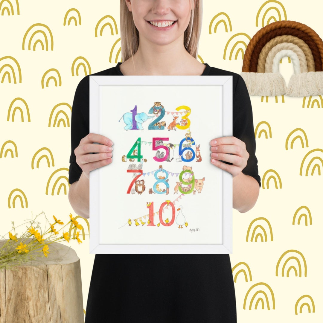 Framed Nursery Hand Painted Number Chart Print - Etsy