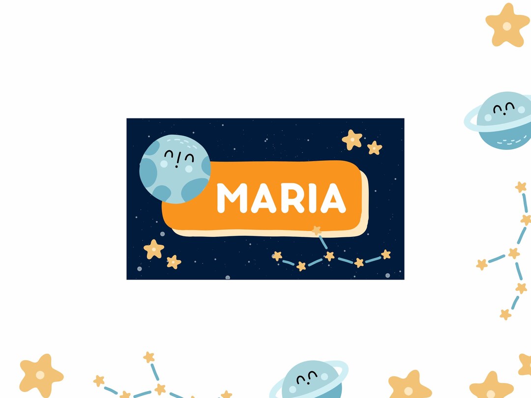 Outer Space School Name Labels Editable Solar System Label Template ...