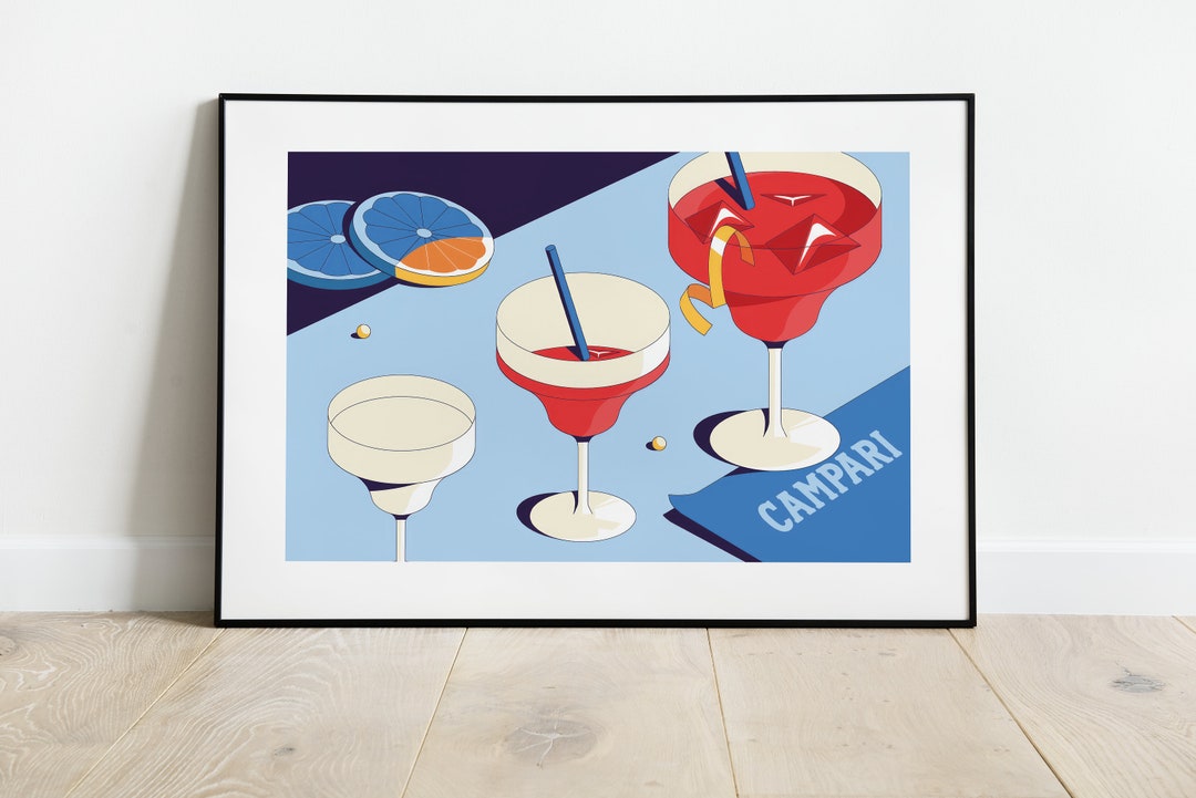 Campari poster, Vintage poster, Campari print, Wall art, Bar decor ...