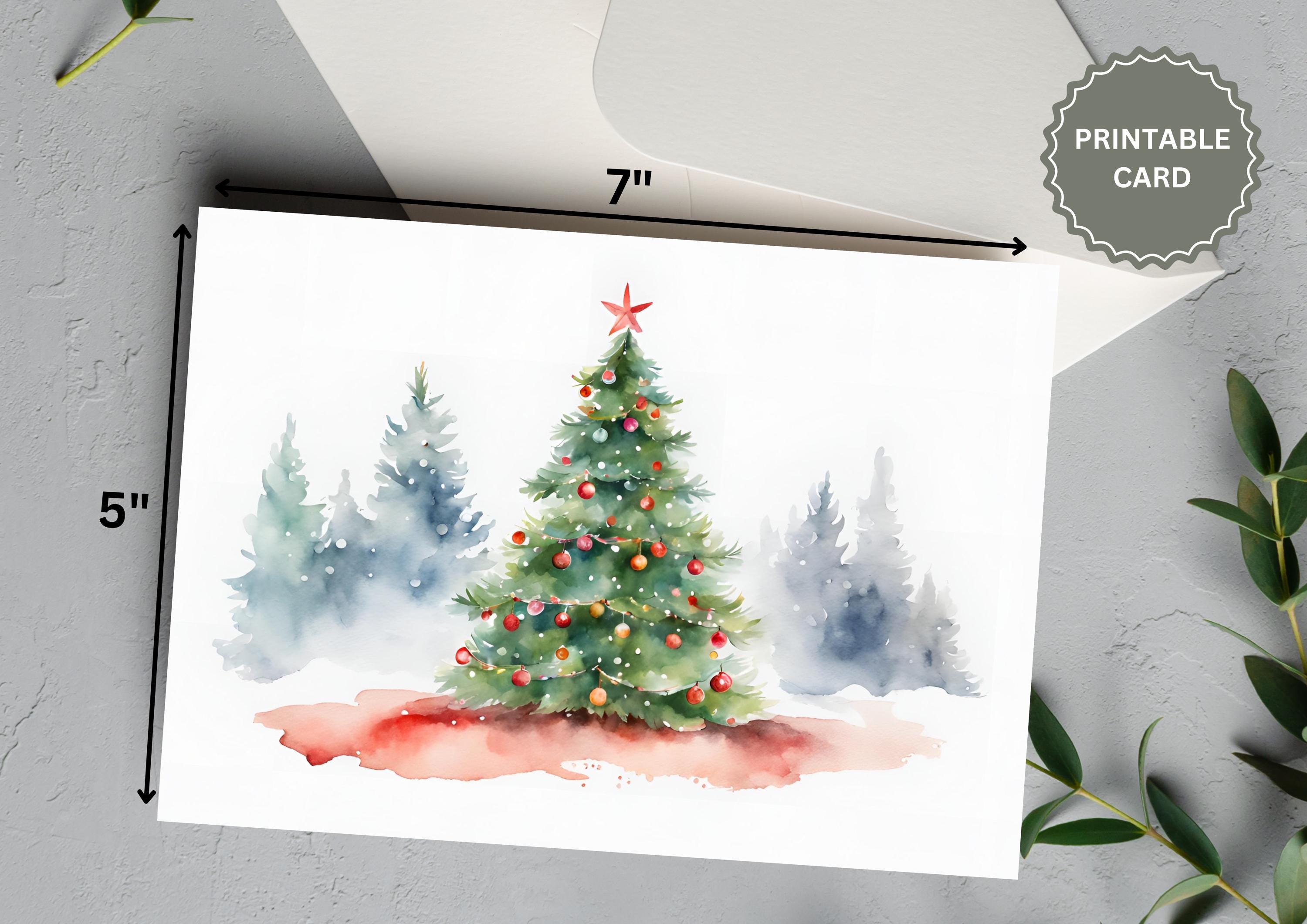 Printable Happy Holidays Card Christmas Tree Ornaments New Year Card ...
