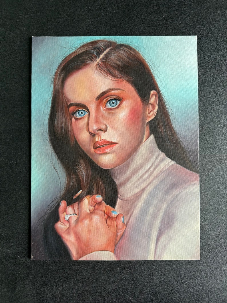 Original Oil Painting. Hand Painted Portrait of the Blue Eyed Beauty ...