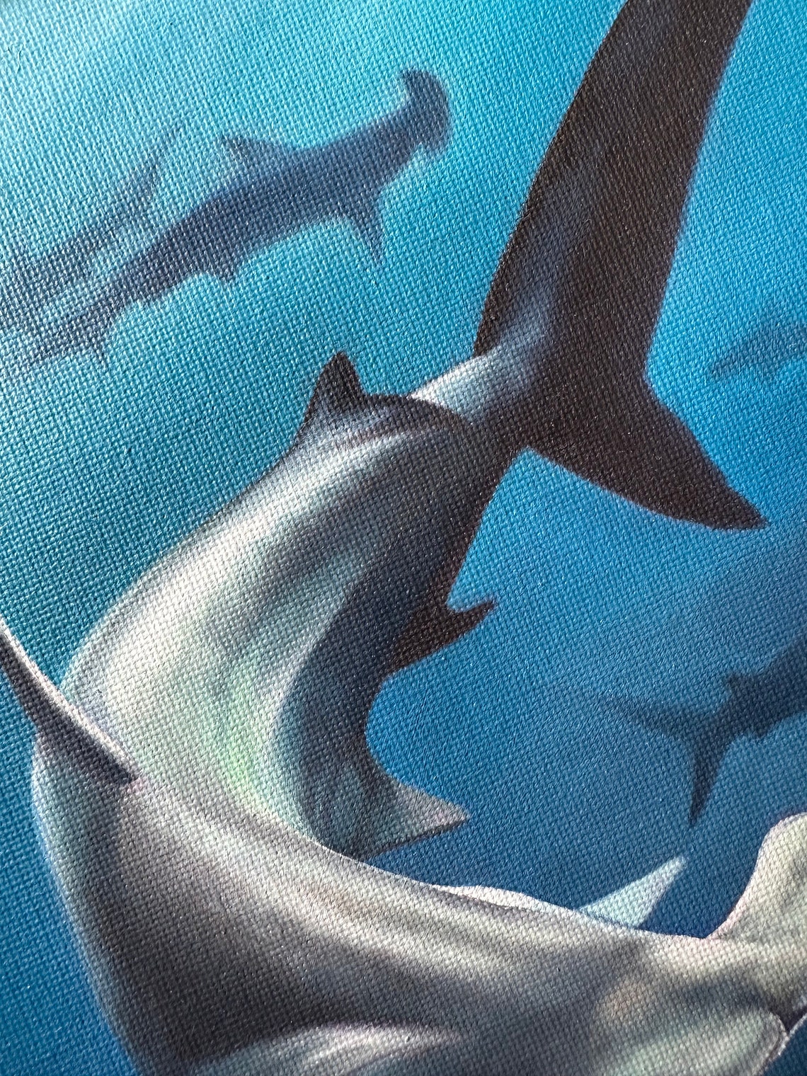 Hammerhead Shark ORIGINAL Art. Framed Oil Painting on Canvas Board ...