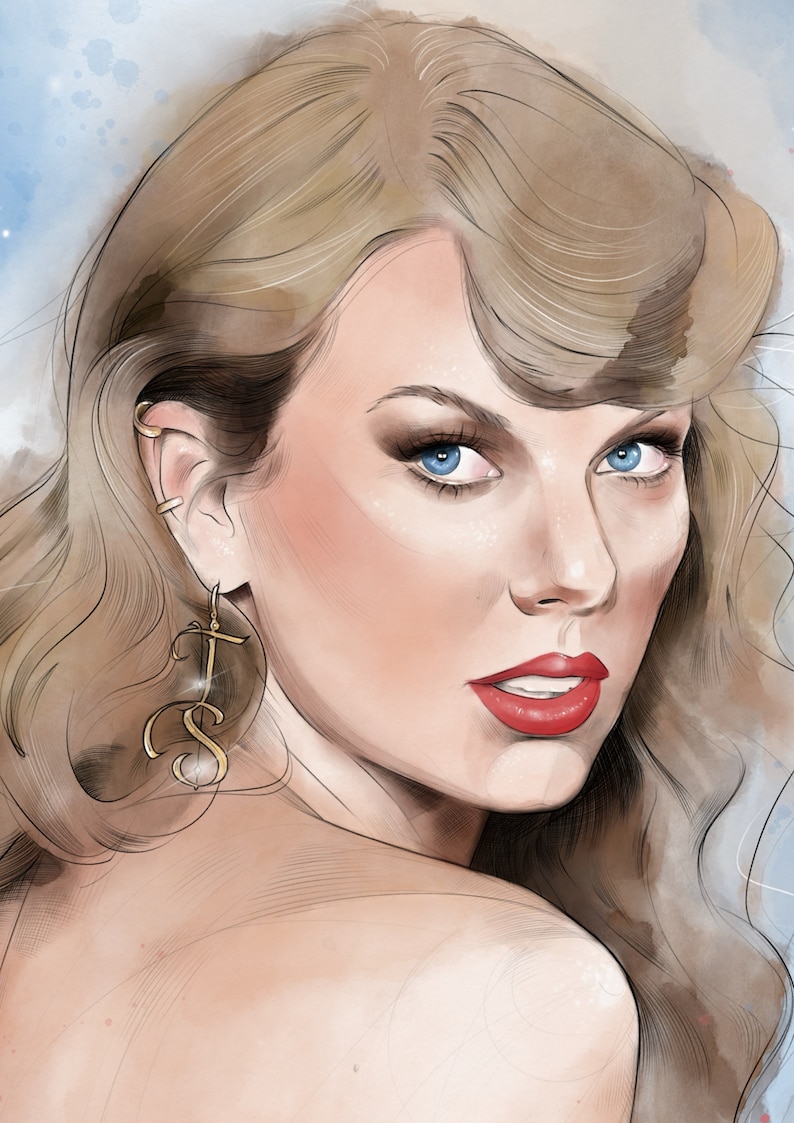 Taylor Swift Art Watercolour Portrait. Watercolor Painting Swiftie Fan ...