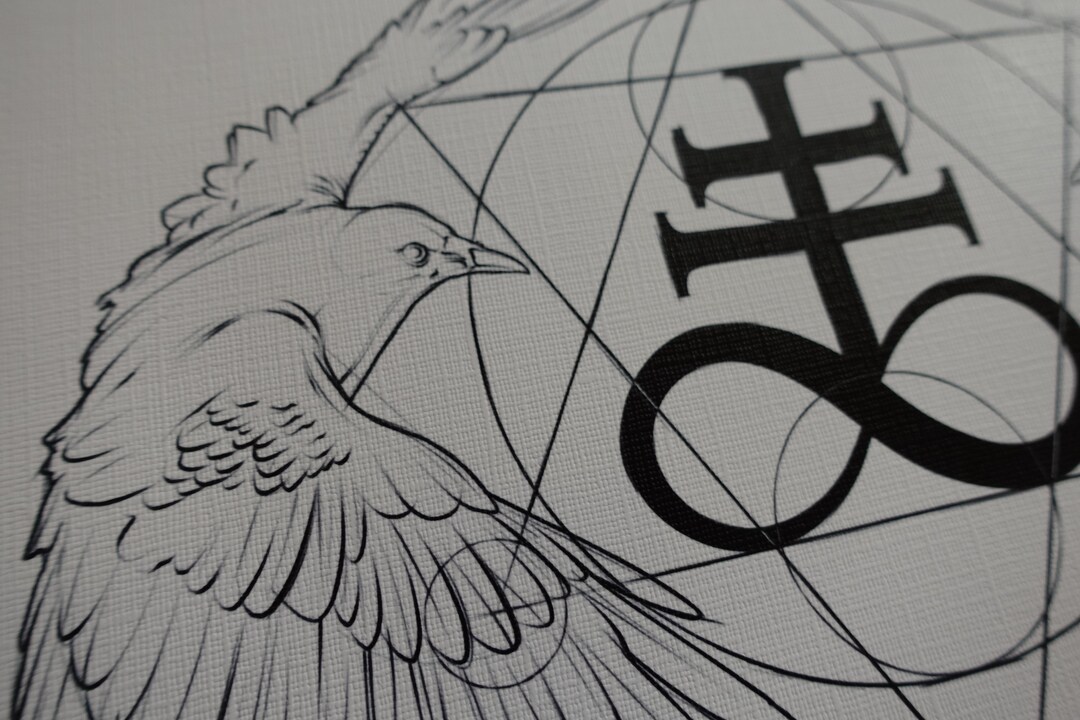 A4 Print. 'leviathan'. Crows and Leviathan Cross Pentagram Sketch Art ...