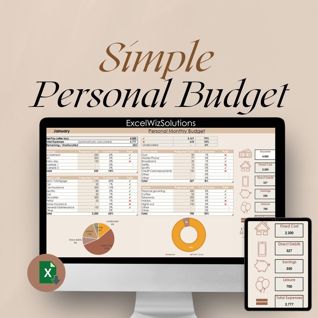Simple Personal Budget - Etsy