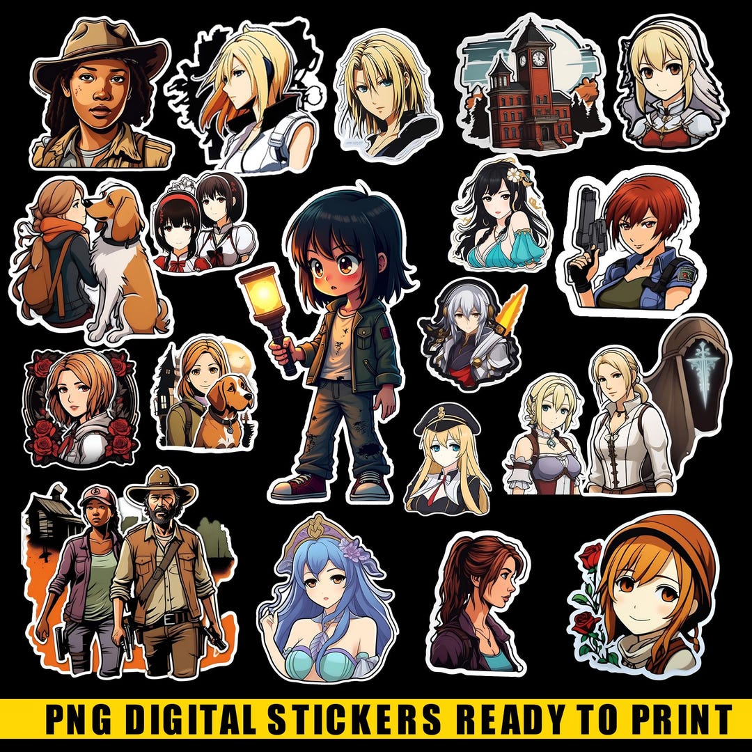 Survival Horror Girls Sticker Collection, Digital Download Sticker, SVG ...