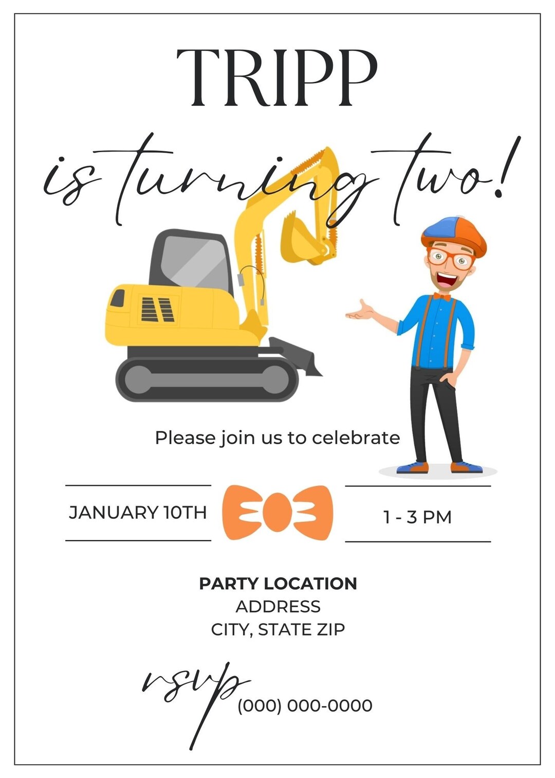 Blippi Birthday Invitations - Etsy